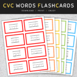 CVC Words Tracing Flashcards: Short Vowels (A E I O U), CVC Words List ...