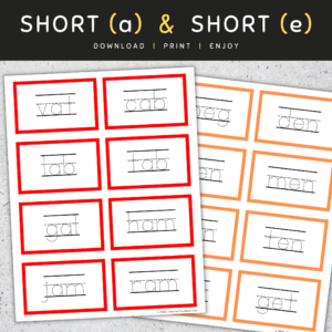 CVC Words Tracing Flashcards: Short Vowels (A E I O U), CVC Words List ...