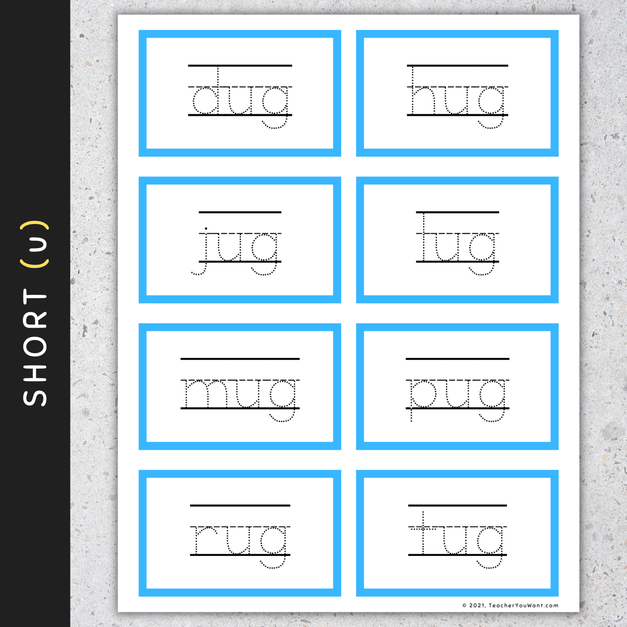 CVC Words Tracing Flashcards: Short Vowels (A E I O U), CVC Words List ...