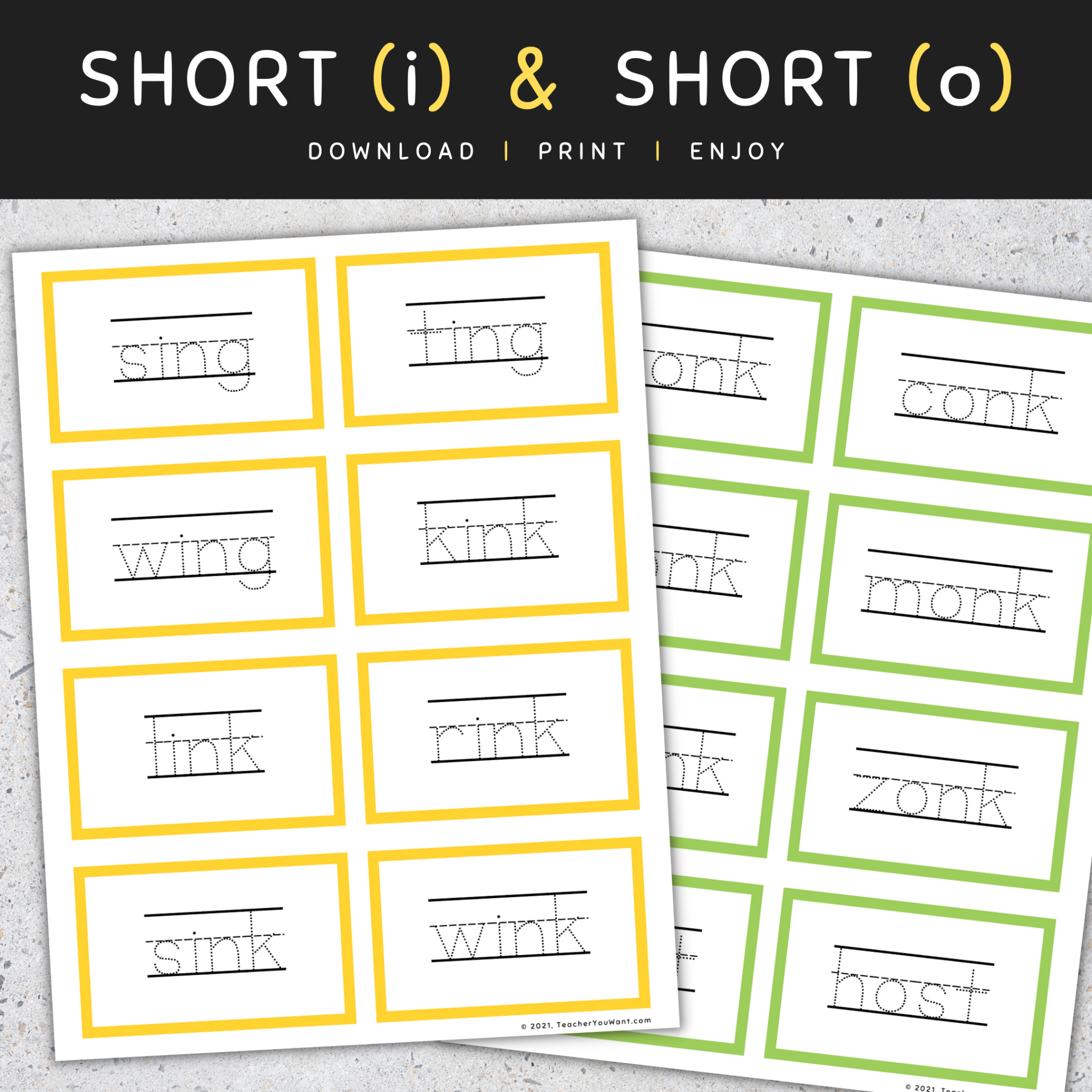 CVCC Words Tracing Flashcards: Short Vowels (A E I O U), CVCC Words ...