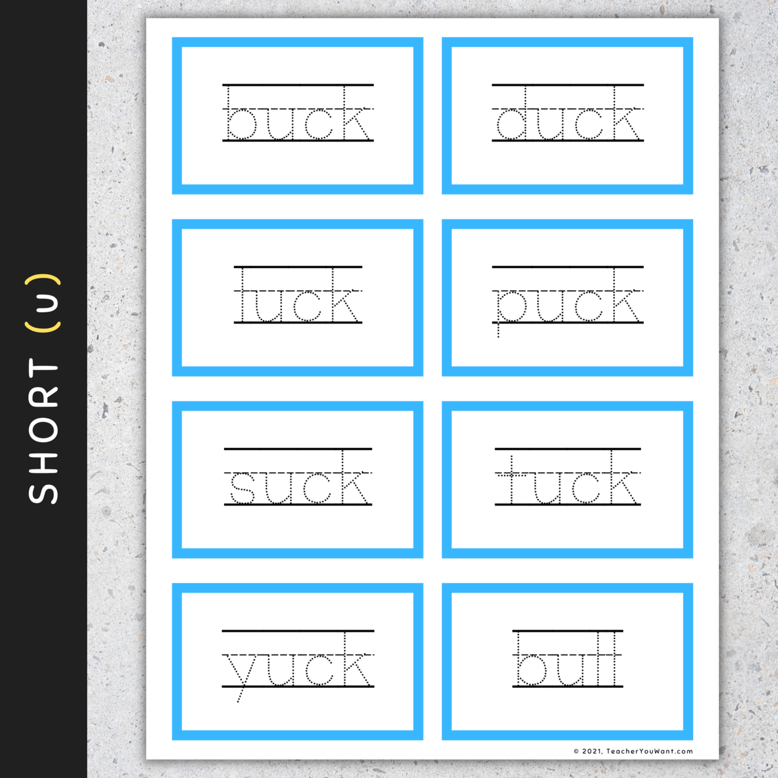 CVCC Words Tracing Flashcards: Short Vowels (A E I O U), CVCC Words ...