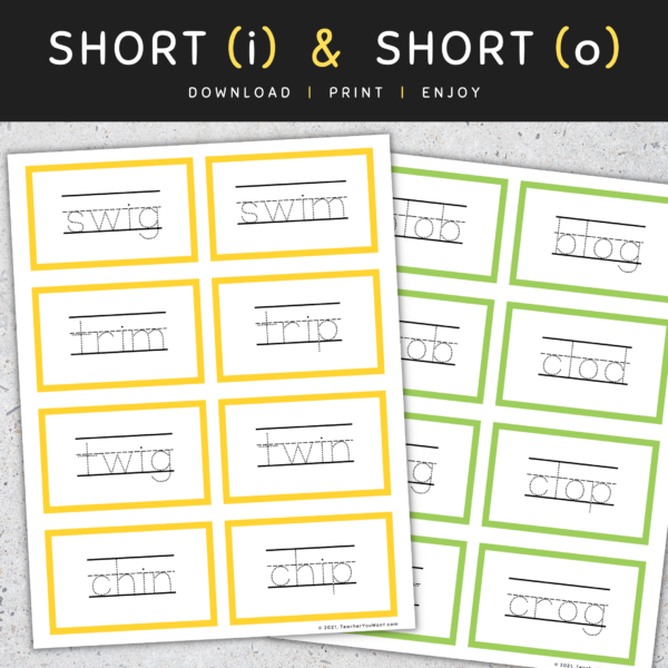 CCVC Words Tracing Flashcards: Short Vowels (A E I O U), CCVC Words ...
