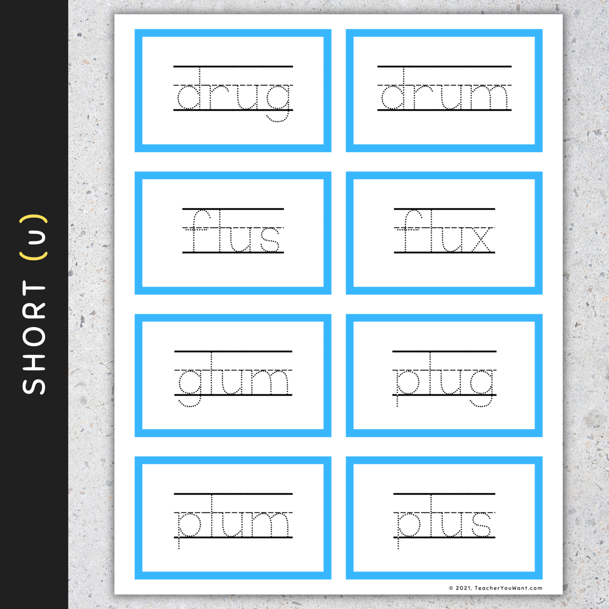 CCVC Words Tracing Flashcards: Short Vowels (A E I O U), CCVC Words ...