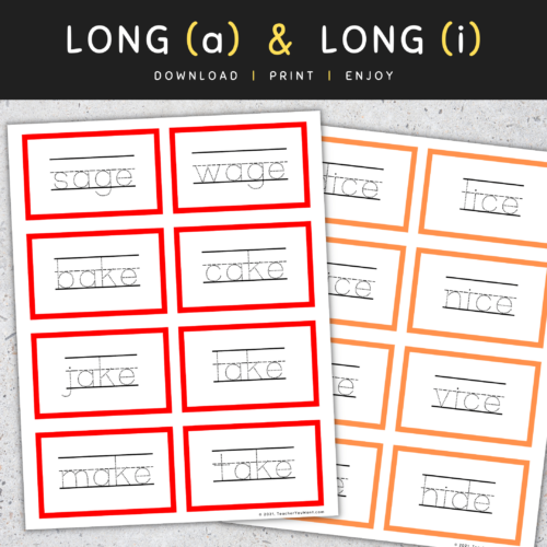 CVCe Words Tracing Flashcards: Long Vowels (A I O U), CVCe Words List ...