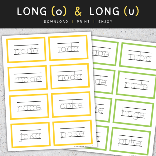 CVCe Words Tracing Flashcards: Long Vowels (A I O U), CVCe Words List ...