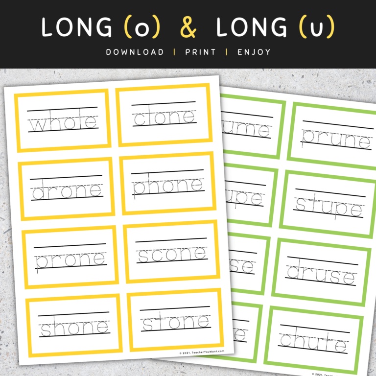 CCVCe Words Tracing Flashcards: Long Vowels (A I O U), CCVCe Words List ...