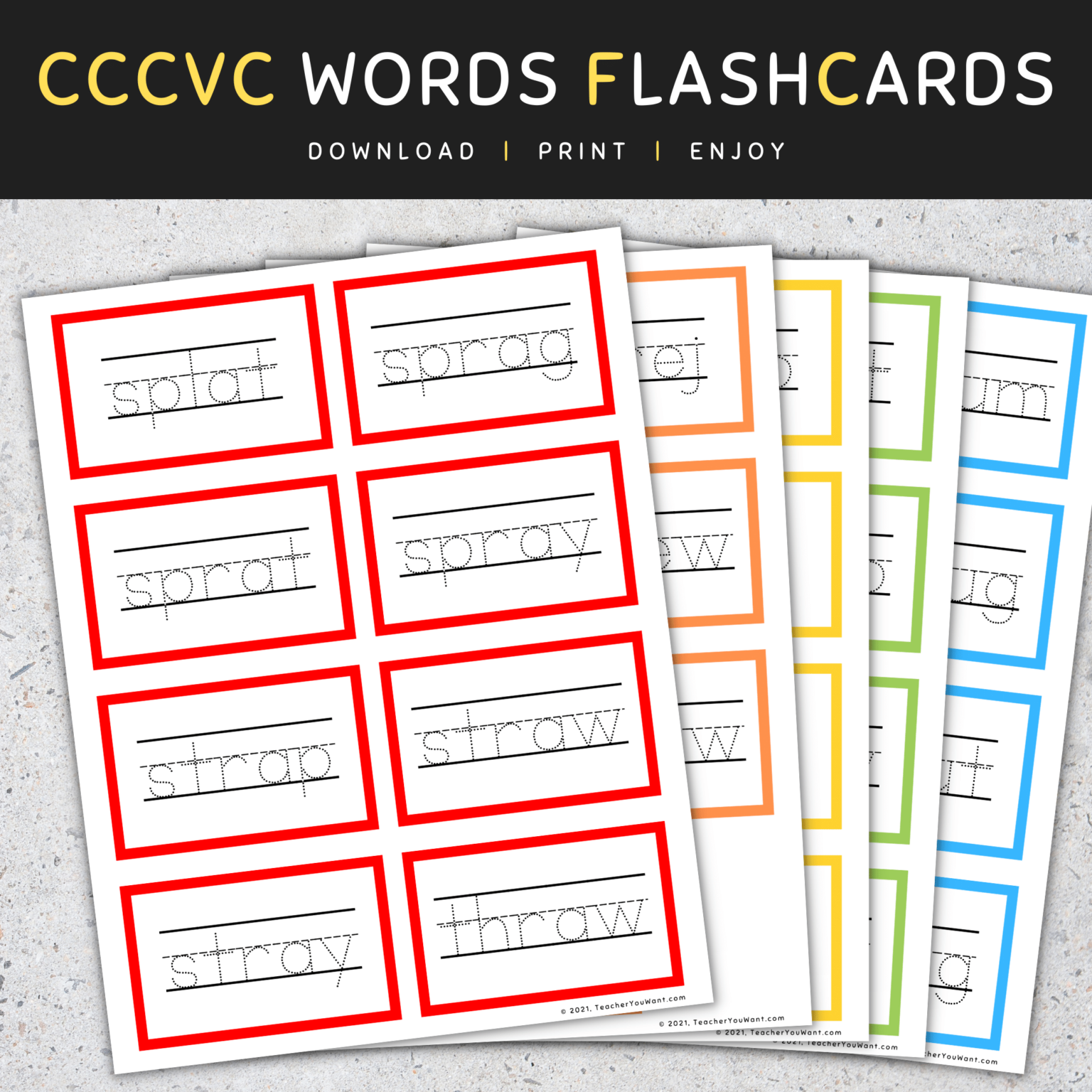 CVC Words Flash Cards: Short Vowels (A E I O U), CVC Words List, [SET 1 ...