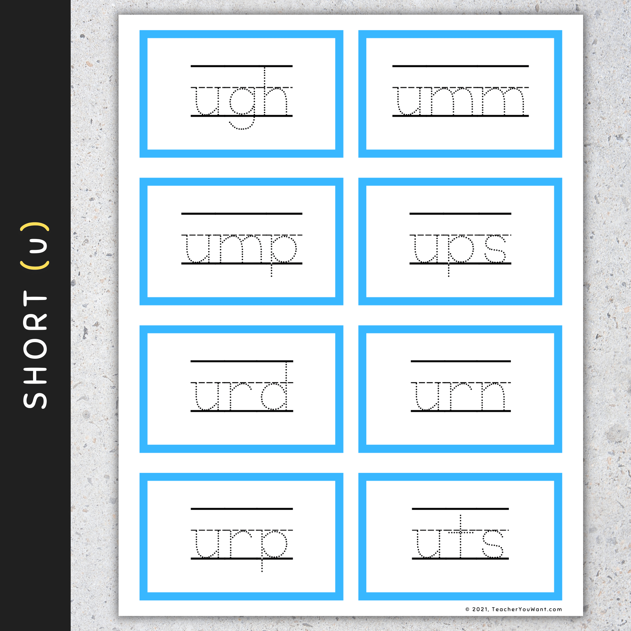 VCC Words Tracing Flashcards: Short Vowels (A E I O U), VCC Words List ...