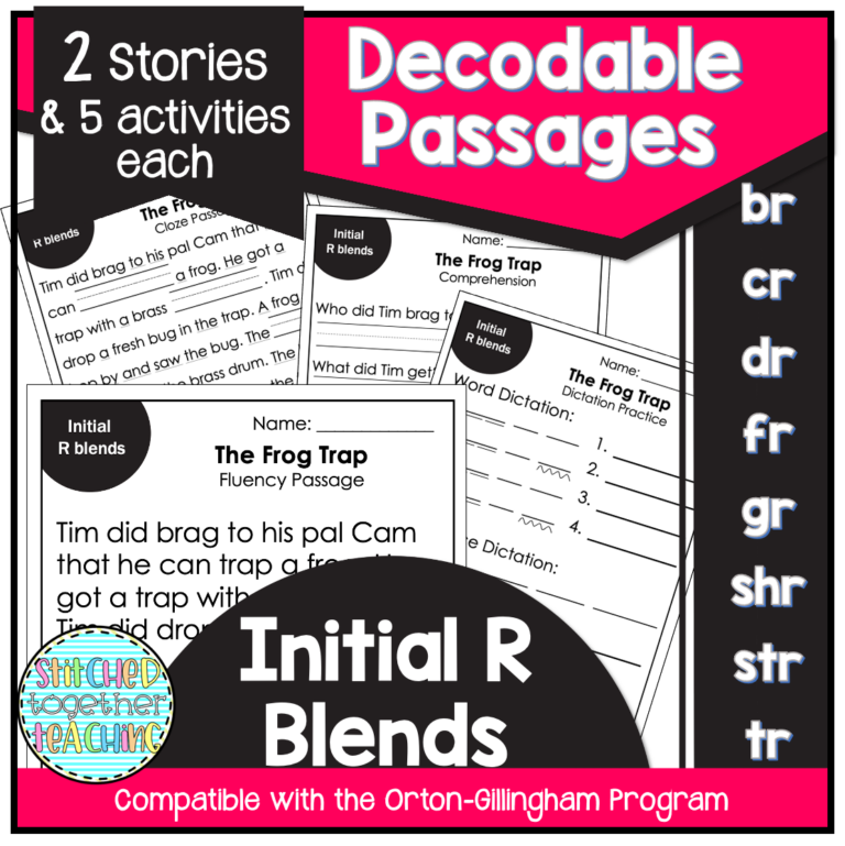 Decodable Reading Passages Initial Blends- Orton Gillingham Based ...