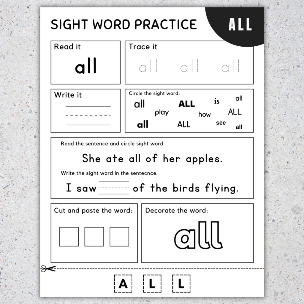 Sight Words Bundle: Pre-primer, Primer, & 1st Grade Worksheets, [SET 1 ...