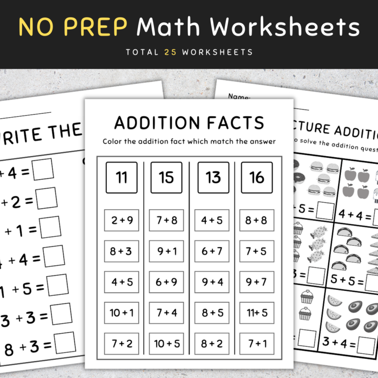 1st Grade Math Centers: Math Addition Worksheets, Fun Activities, NO ...