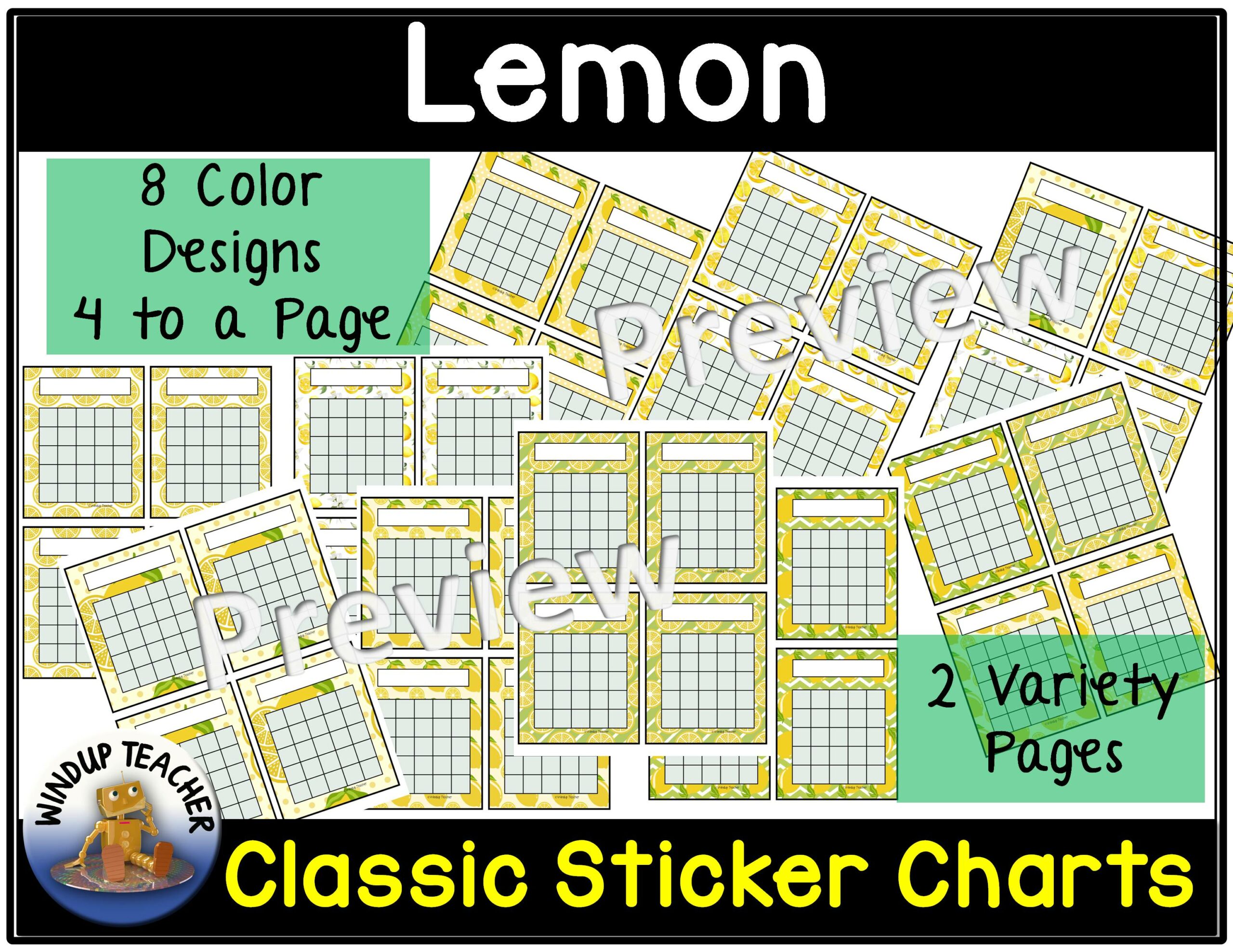 Lemon Classic Sticker Charts - Made By Teachers