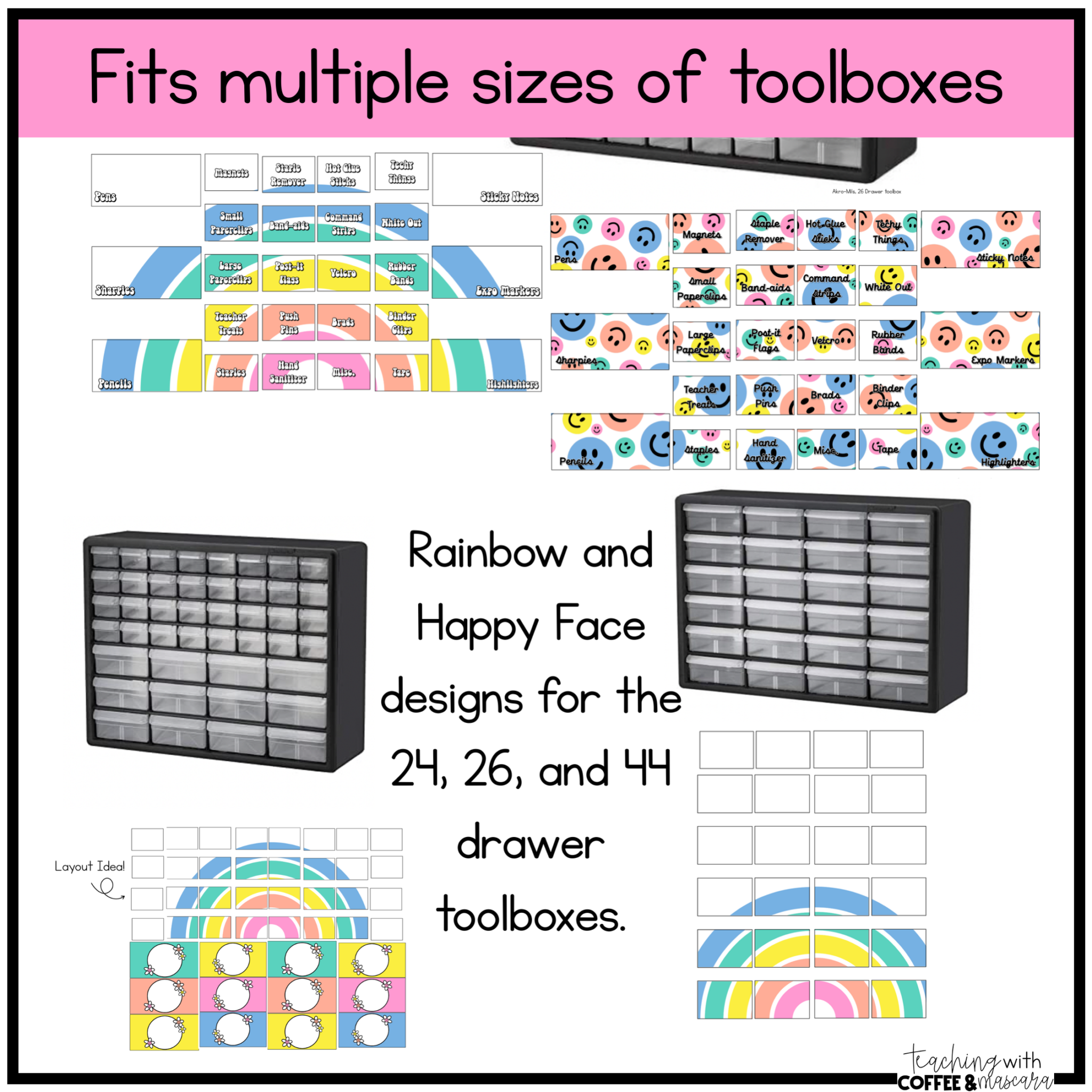 Teacher Toolbox Labels Editable Retro Rainbow Classroom Decor | Made By ...