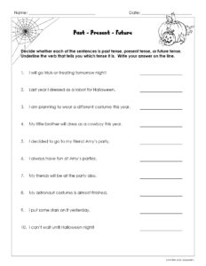 Verb Tense Practice - Past-Present-Future - Halloween - Grades 2-3 ...