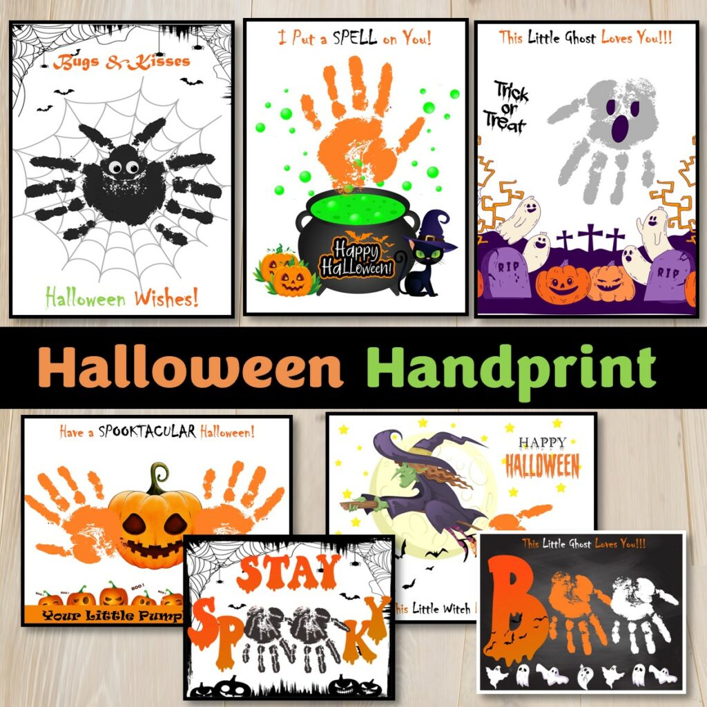Halloween Handprint Keepsake Art, Halloween Greeting Card, Craft ...