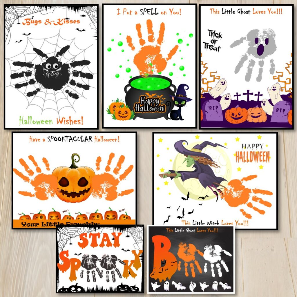 Halloween Handprint Keepsake Art, Halloween Greeting Card, Craft ...