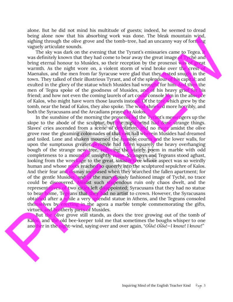 "The Tree" by H.P. Lovecraft Quiz and Close Reading Bundle - Made By ...