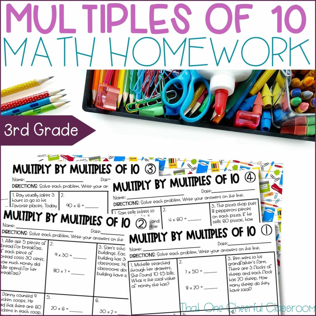3rd Grade Multiplying by Multiples of 10 Math Homework Worksheets ...