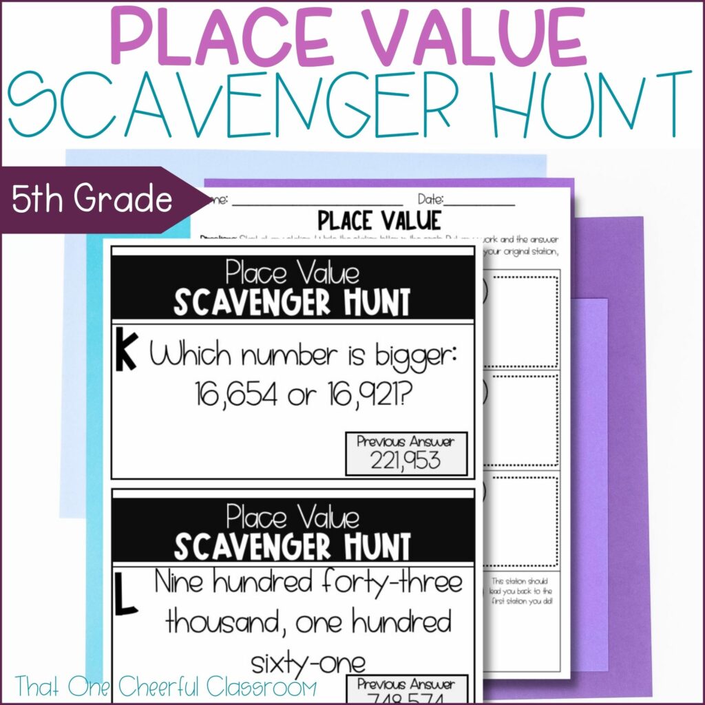 5th Grade Comparing Numbers & Expanded Form Place Value Scavenger Hunt ...