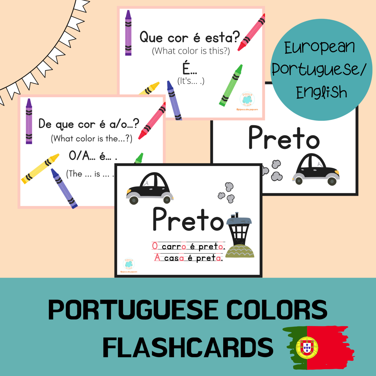 European Portuguese COLORS Flash CardsEuropean Portuguese COLORS Flash ...