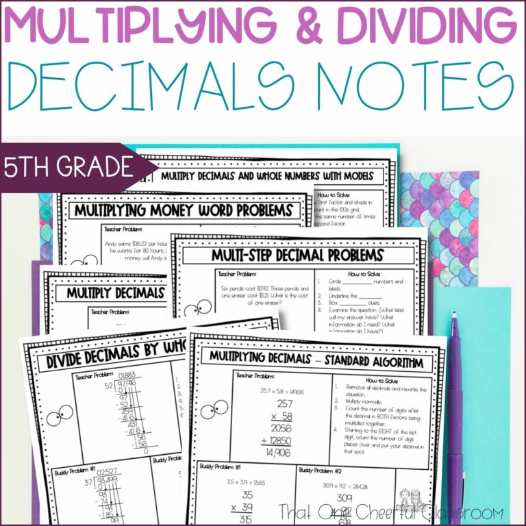 5th Grade Multiplying & Dividing Decimals and Word Problems Guided Math ...