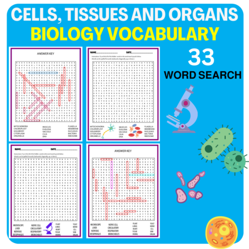 Cells, Tissues and Organs Word Search - Made By Teachers