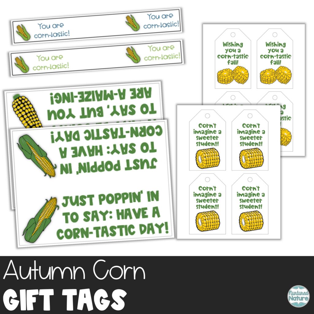 Corn Gift Tags for Student Gifts - Fall Party or Autumn Festival Favors ...
