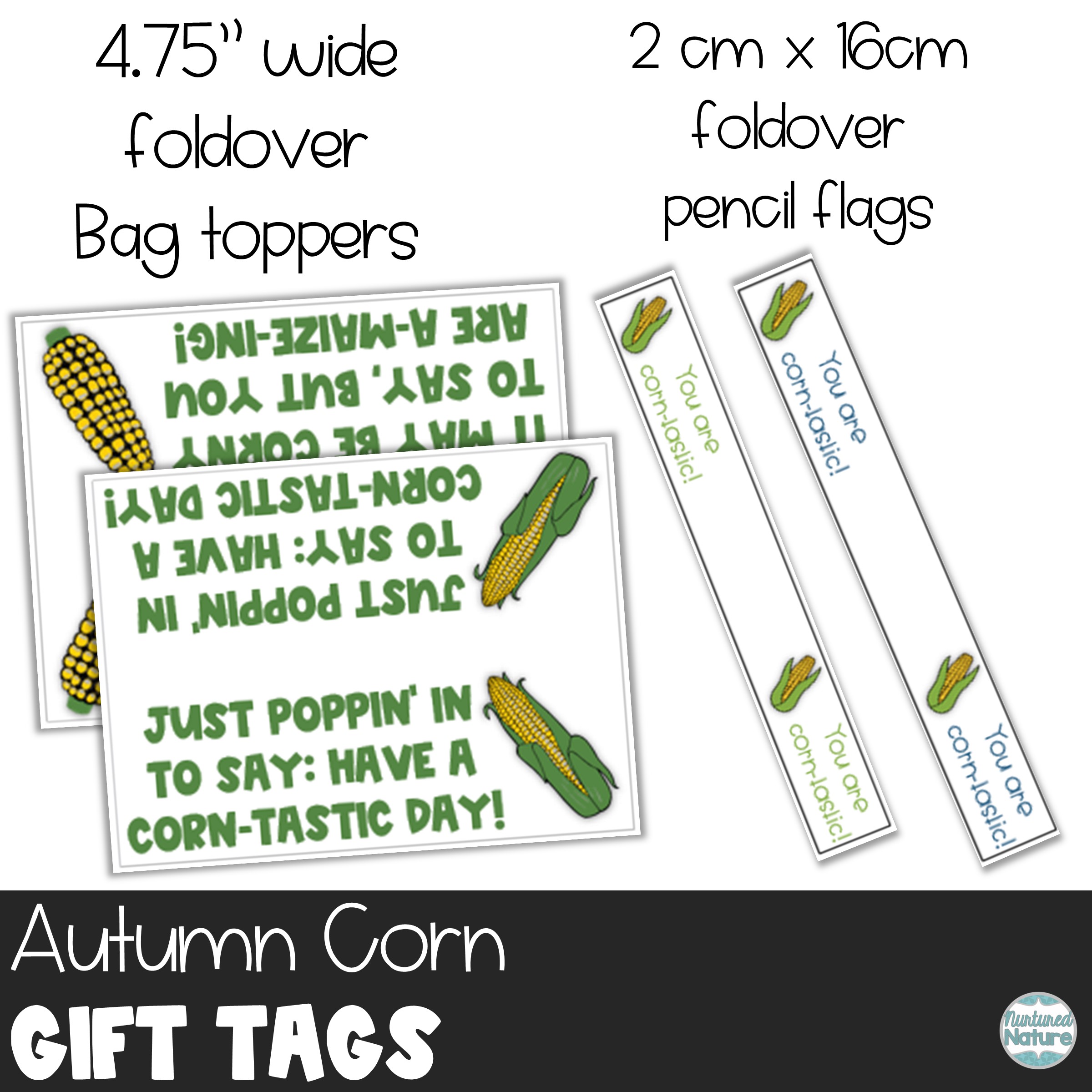 Corn Gift Tags for Student Gifts - Fall Party or Autumn Festival Favors ...