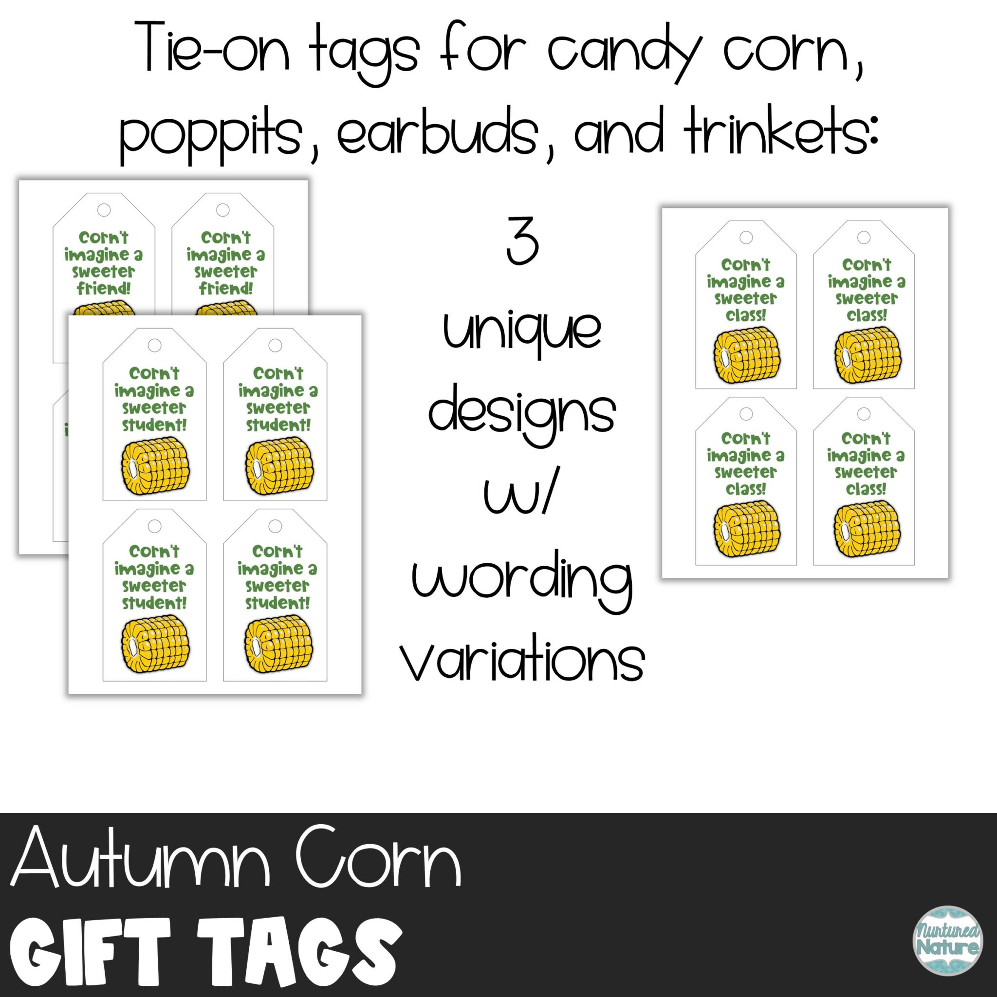 Corn Gift Tags for Student Gifts - Fall Party or Autumn Festival Favors ...
