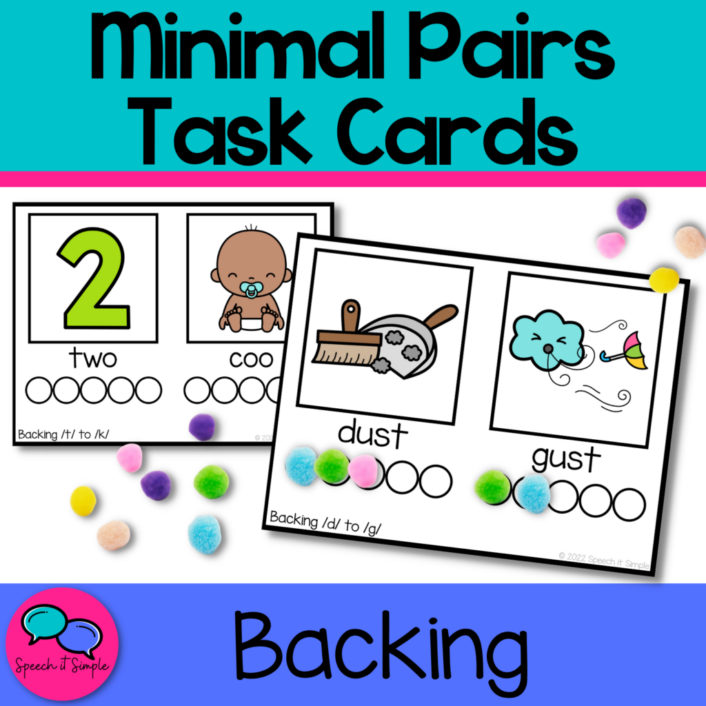 Minimal Pairs Task Cards - Backing - Phonology - Cycles - Speech ...