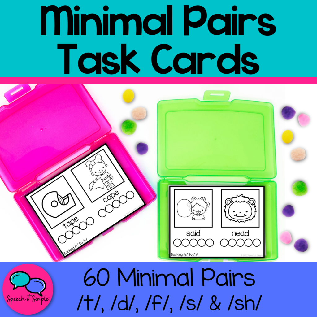 Minimal Pairs Task Cards - Backing - Phonology - Cycles - Speech ...