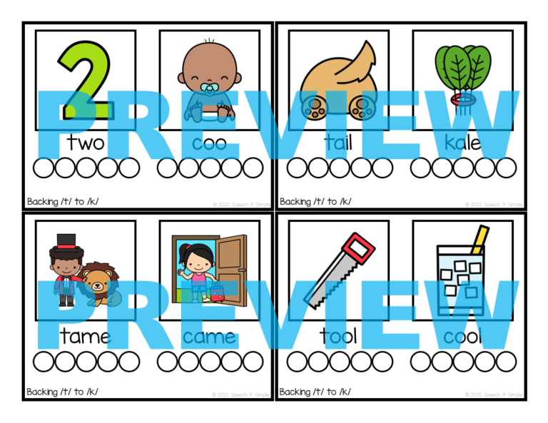 Minimal Pairs Task Cards - Backing - Phonology - Cycles - Speech ...
