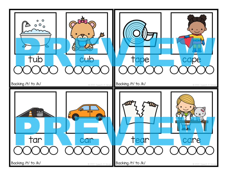 Minimal Pairs Task Cards - Backing - Phonology - Cycles - Speech ...
