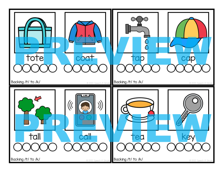 Minimal Pairs Task Cards - Backing - Phonology - Cycles - Speech ...