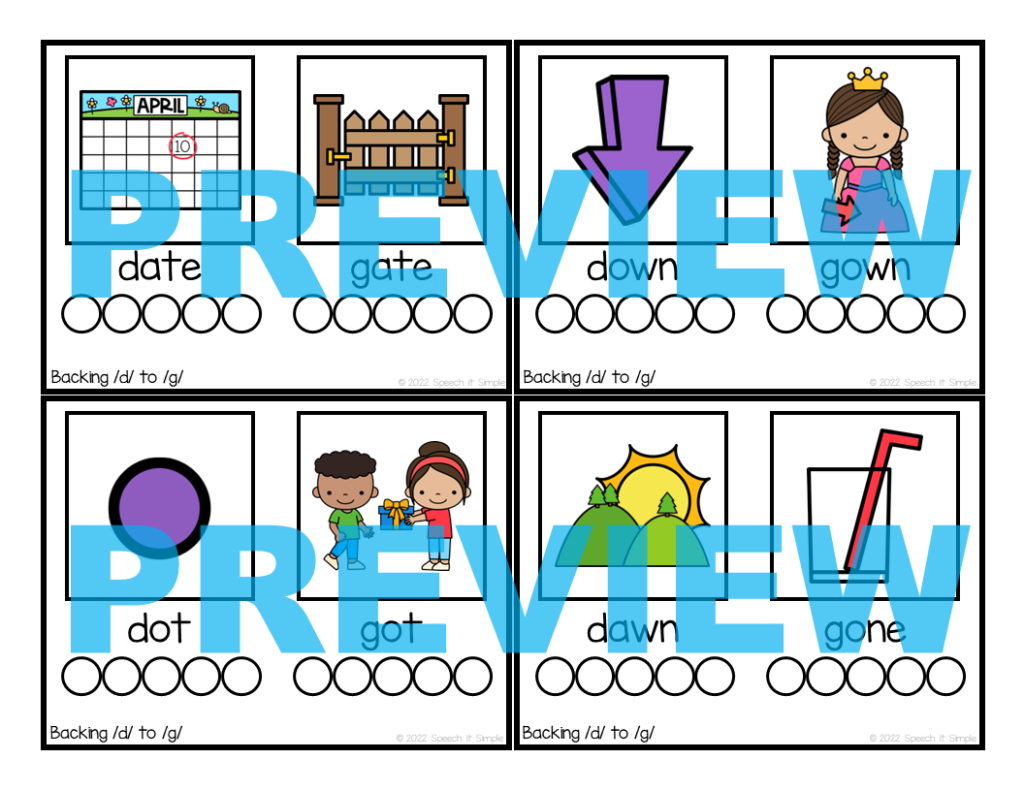Minimal Pairs Task Cards - Backing - Phonology - Cycles - Speech ...