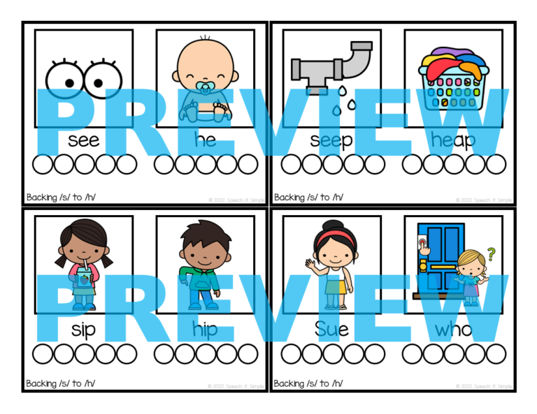 Minimal Pairs Task Cards - Backing - Phonology - Cycles - Speech ...