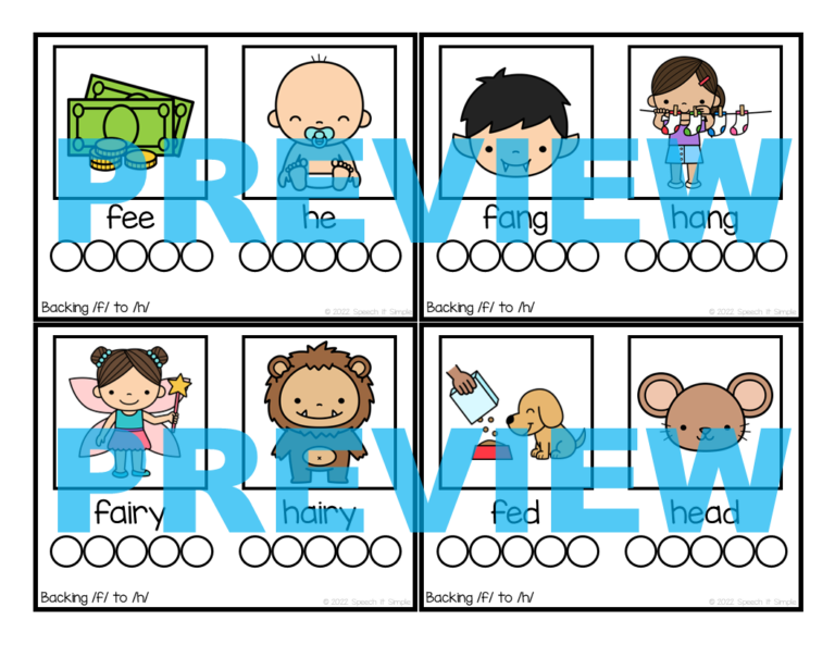 Minimal Pairs Task Cards - Backing - Phonology - Cycles - Speech ...