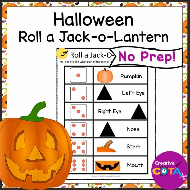 Free Halloween Math Activity Roll a Jack o Lantern - Made By Teachers
