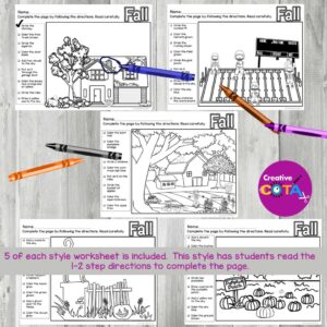 Fall Following Directions Coloring for Listening Comprehension Skills ...