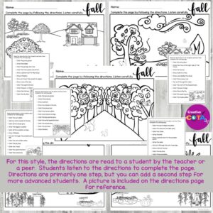 Fall Following Directions Coloring for Listening Comprehension Skills ...