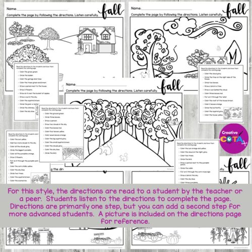 Fall Following Directions Coloring for Listening Comprehension Skills ...