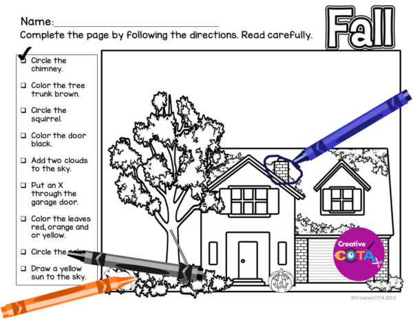 Following Directions Coloring Activities for Listening Comprehension ...