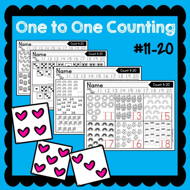 One to One Counting 11-20, Teen Number One to One counting Worksheets ...