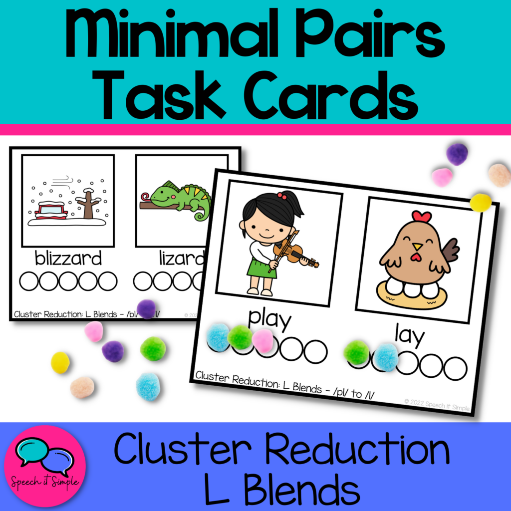 L Blends - Cluster Reduction - Minimal Pairs Task Cards - Phonology ...