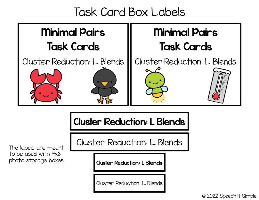 L Blends - Cluster Reduction - Minimal Pairs Task Cards - Phonology ...