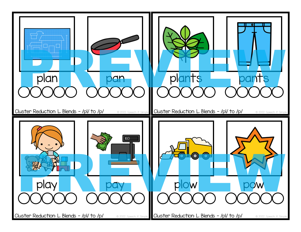 L Blends - Cluster Reduction - Minimal Pairs Task Cards - Phonology ...