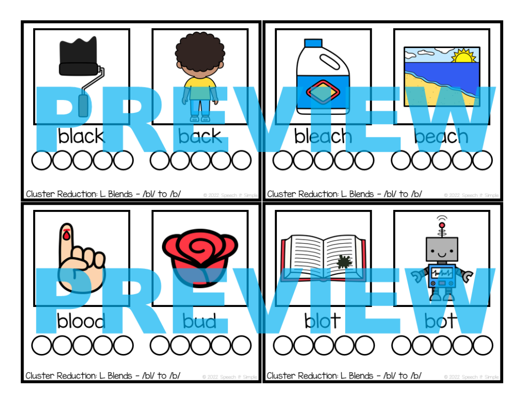 L Blends - Cluster Reduction - Minimal Pairs Task Cards - Phonology ...