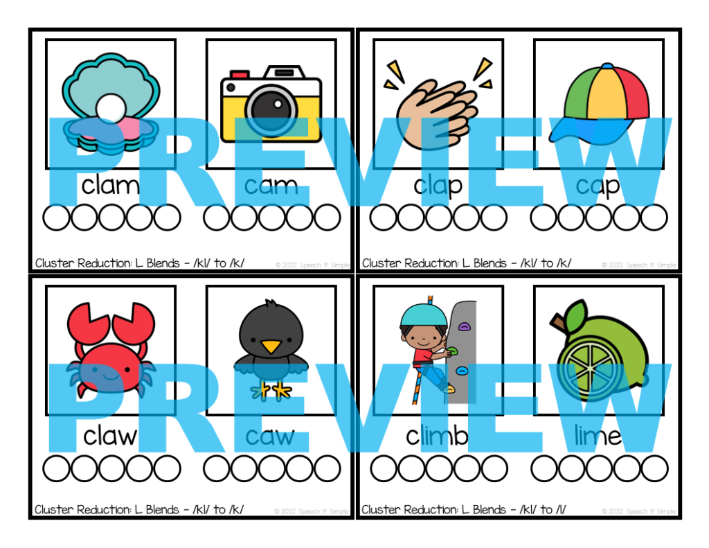 L Blends - Cluster Reduction - Minimal Pairs Task Cards - Phonology ...