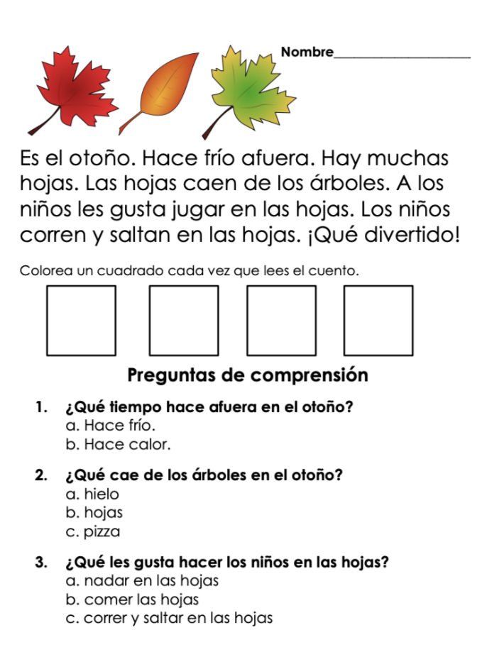 Spanish Reading Comprehension Passages Short Stories Paragraphs ...