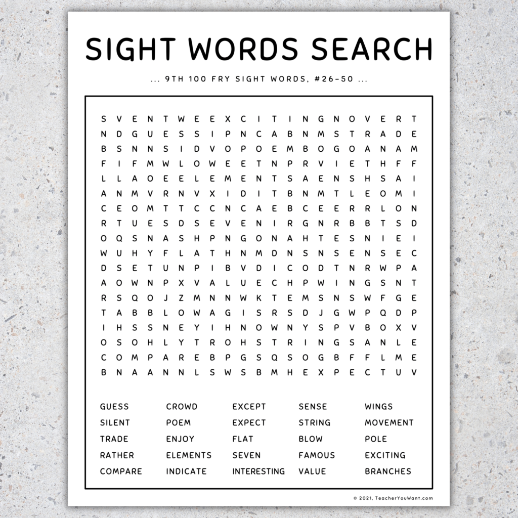 Fry Sight Words Bundle: 1-1000, Word Search, Sight Word Games, [SET 6 ...